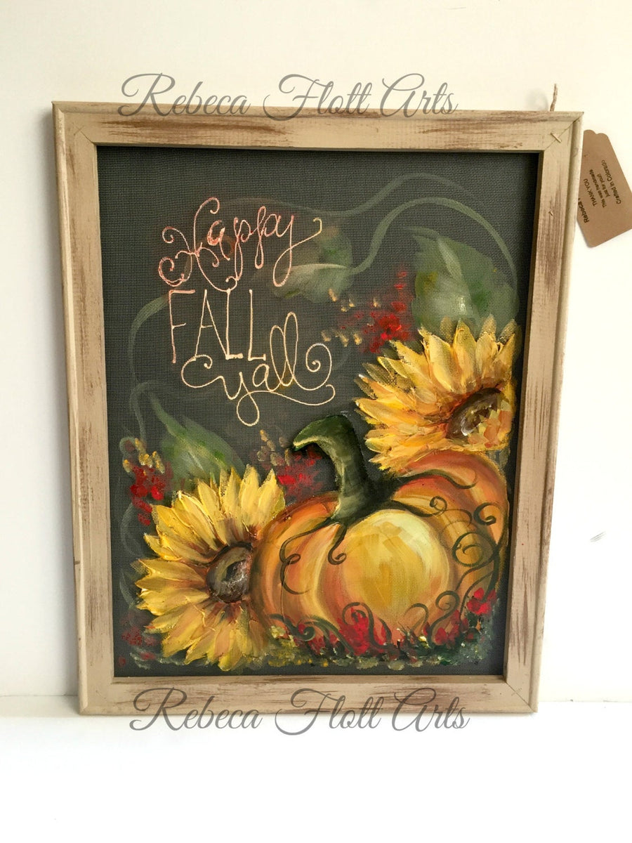 Happy Fall Y'all, porch decor, outdoor art, window screen art ...