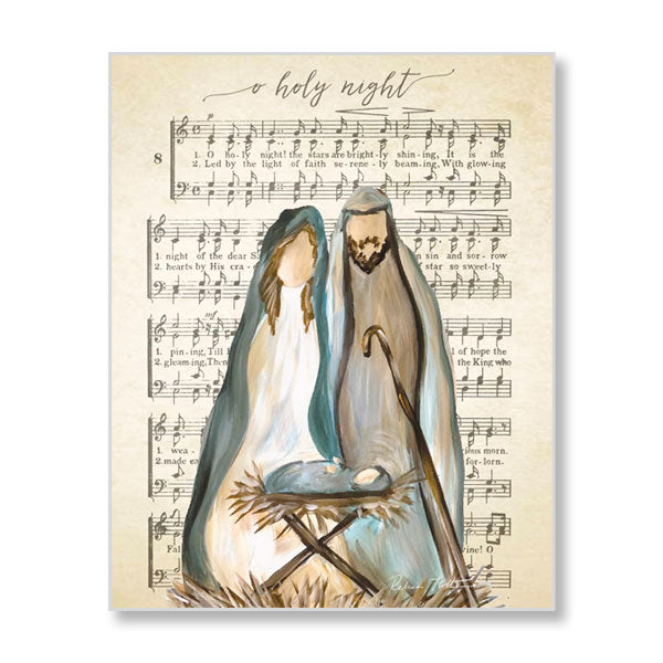 Nativity - holy family with O holy night music - Print – rebecaflottarts